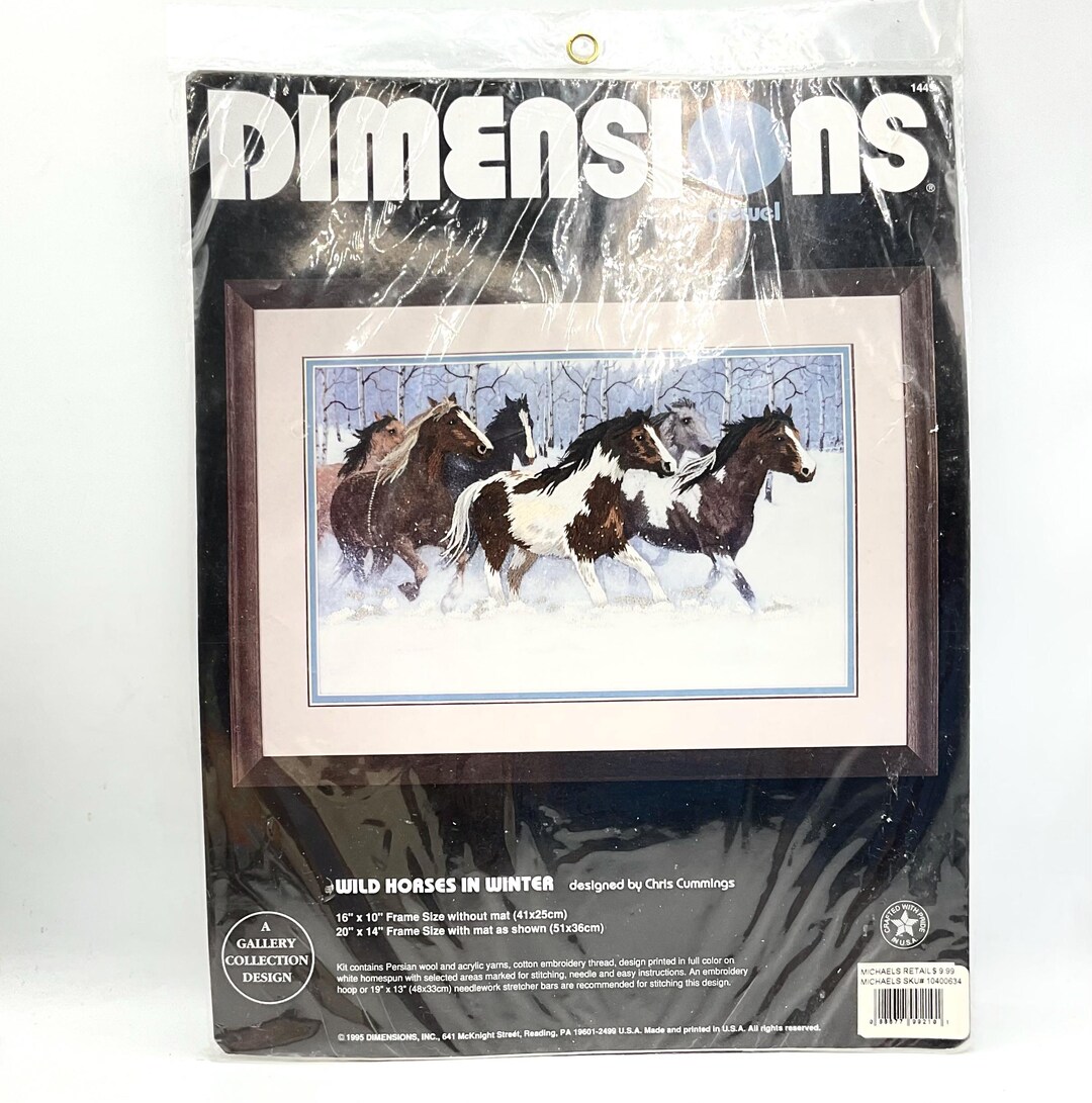 WILD HORSES in WINTER Dimensions Crewel Kit #1449 10x16" - Etsy