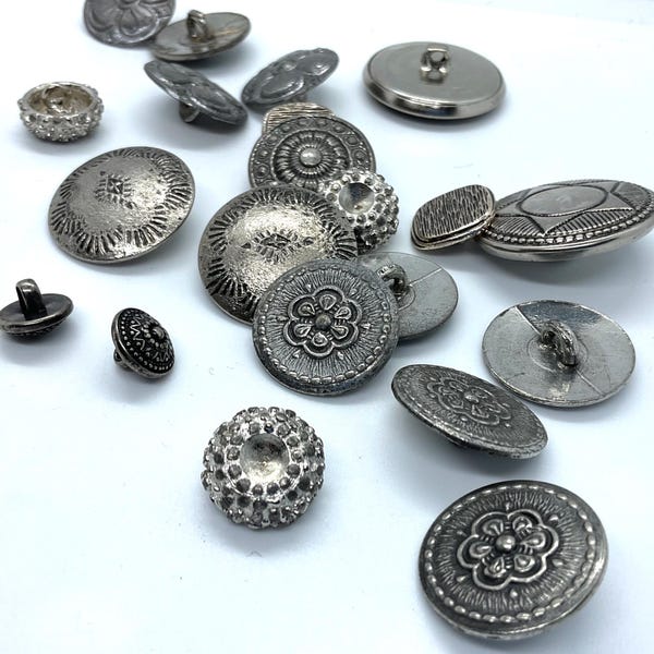 Silver Tone Buttons - Etsy