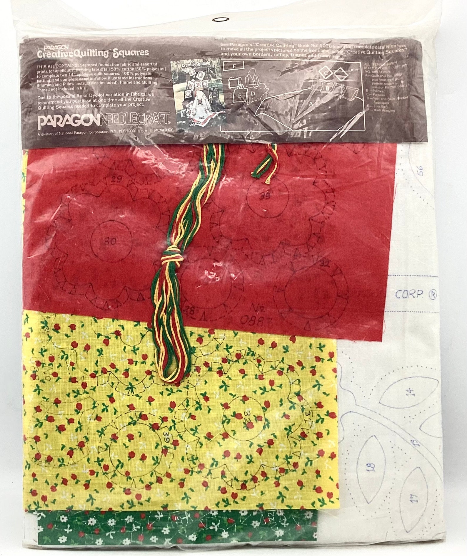 Paragon Creative Quilting Squares Kit #0887 "whig Rose" 14" - Etsy