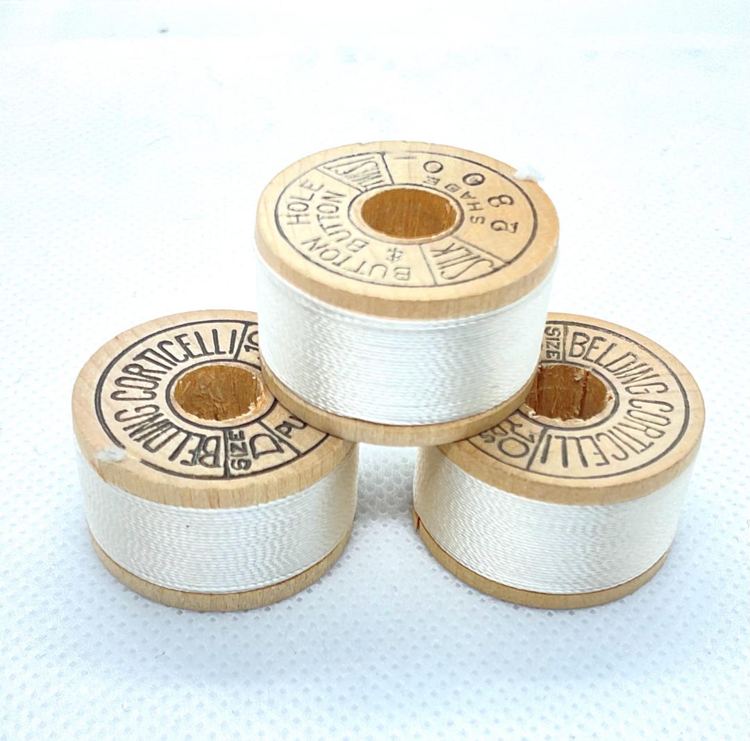Belding Corticelli Buttonhole Twist Silk Thread WHITE 3 Spools #2300 ...