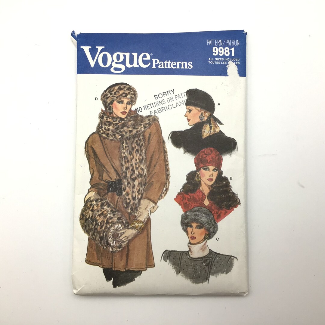 Vogue Sewing Pattern 9981, Hats and Accessories. - Etsy