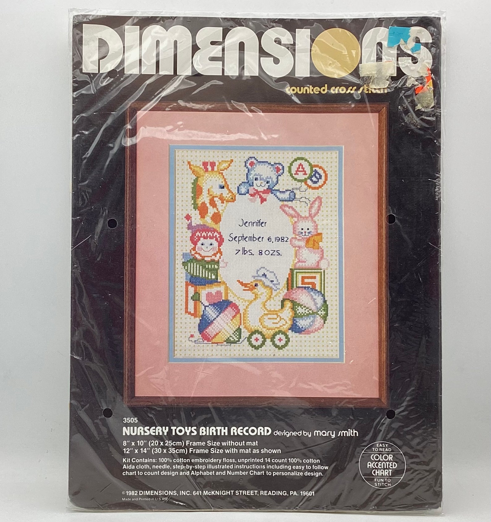 Dimensions Counted Cross Stitch Kit #3505 ‘NURSERY TOYS' Birth Record ...