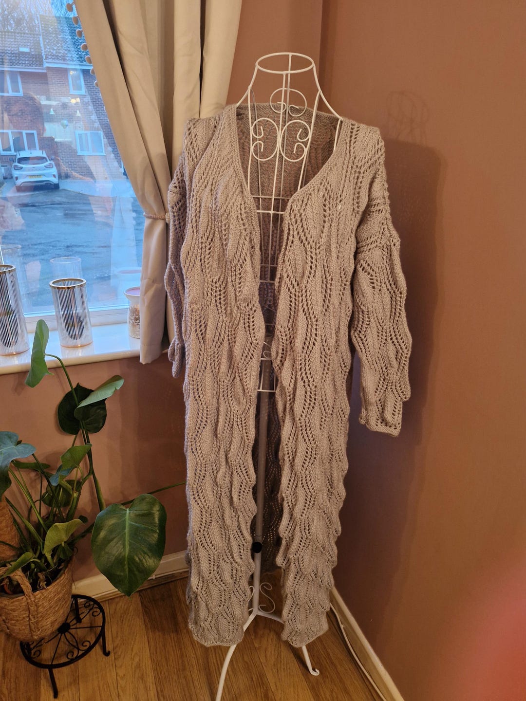 Handmade Knitted Long Cardigan Complete With Snood - Etsy
