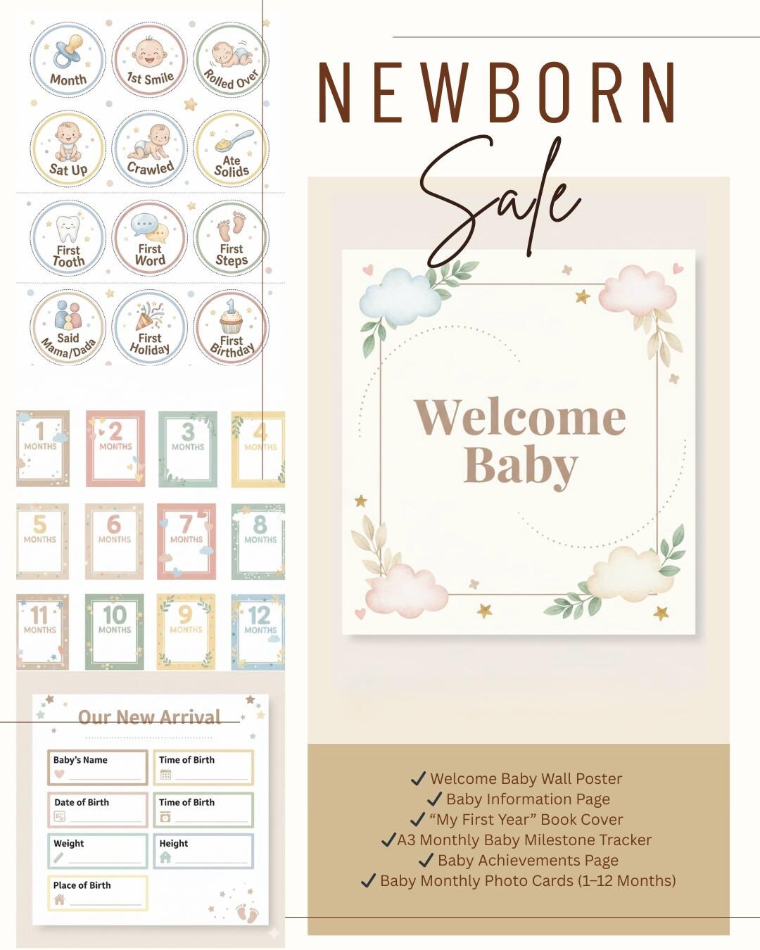 35% OFF Baby’s First Year Milestone Bundle Printable | Baby Memory Book ...