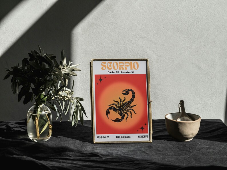 Scorpio Zodiac Wall Art Printable | Astrology Poster | Scorpio | Red ...