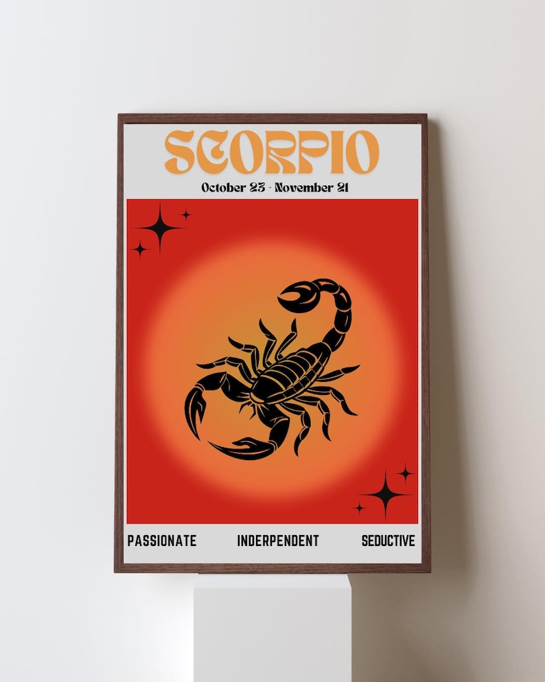 Scorpio Zodiac Wall Art Printable | Astrology Poster | Scorpio | Red ...