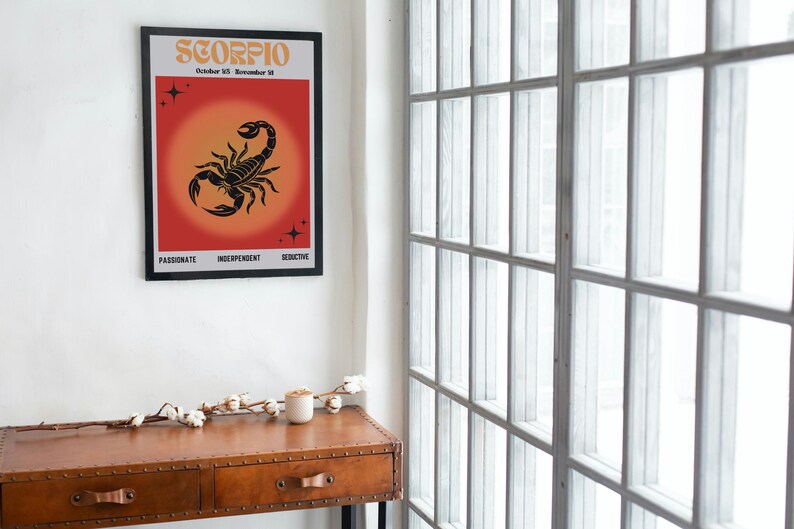 Scorpio Zodiac Wall Art Printable | Astrology Poster | Scorpio | Red ...