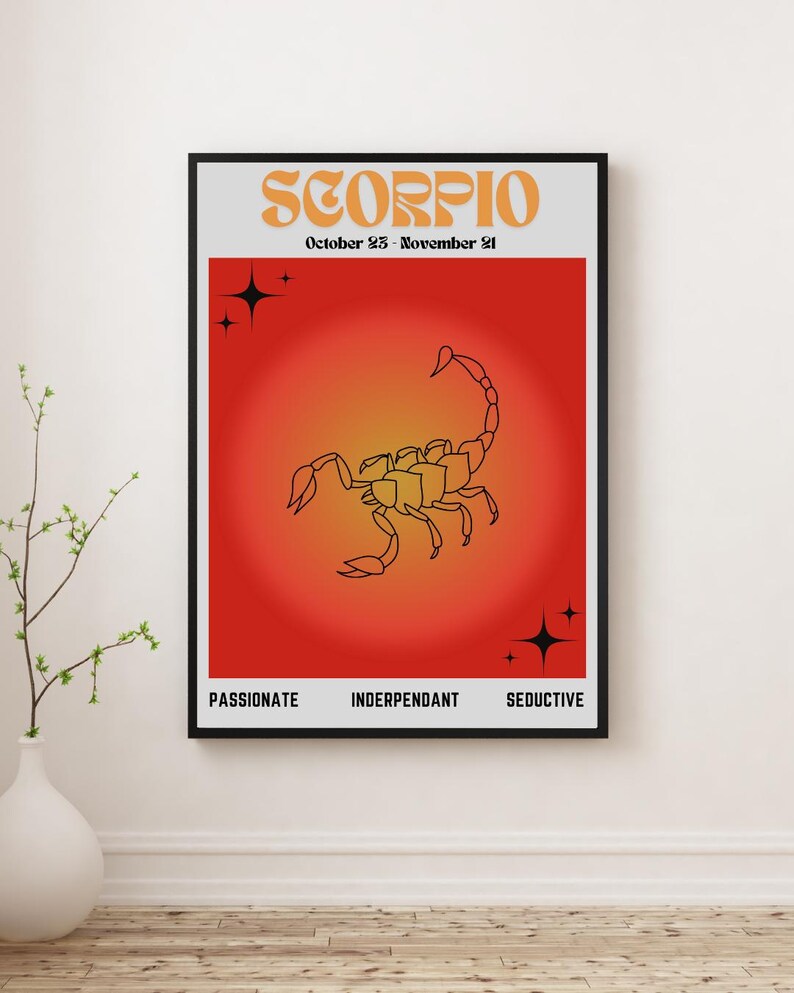 Scorpio Zodiac Wall Art Print | Bold Astrology Poster | Season October ...