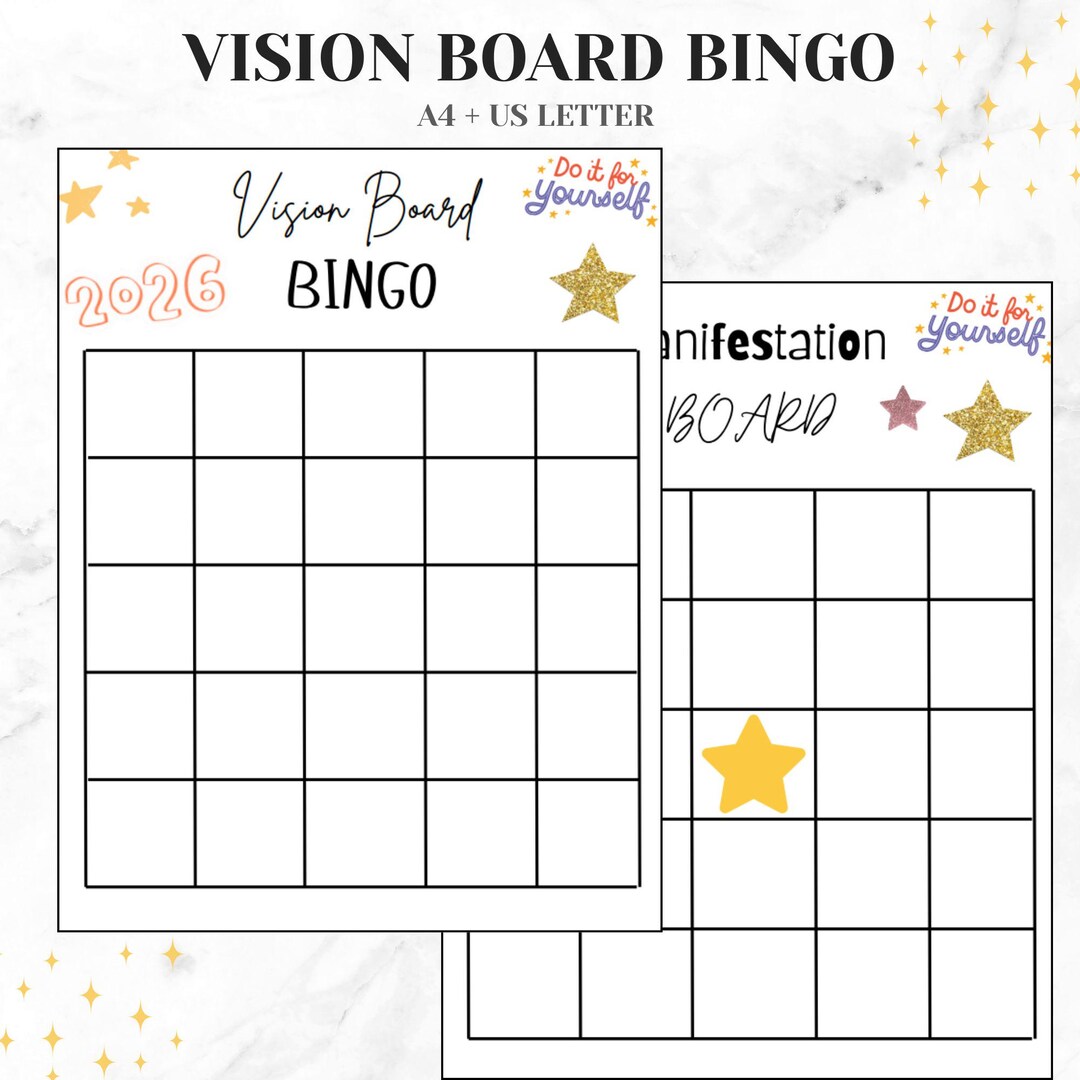 Bingo Vision Board Template Digital Manifestation Board 2026 Goal ...