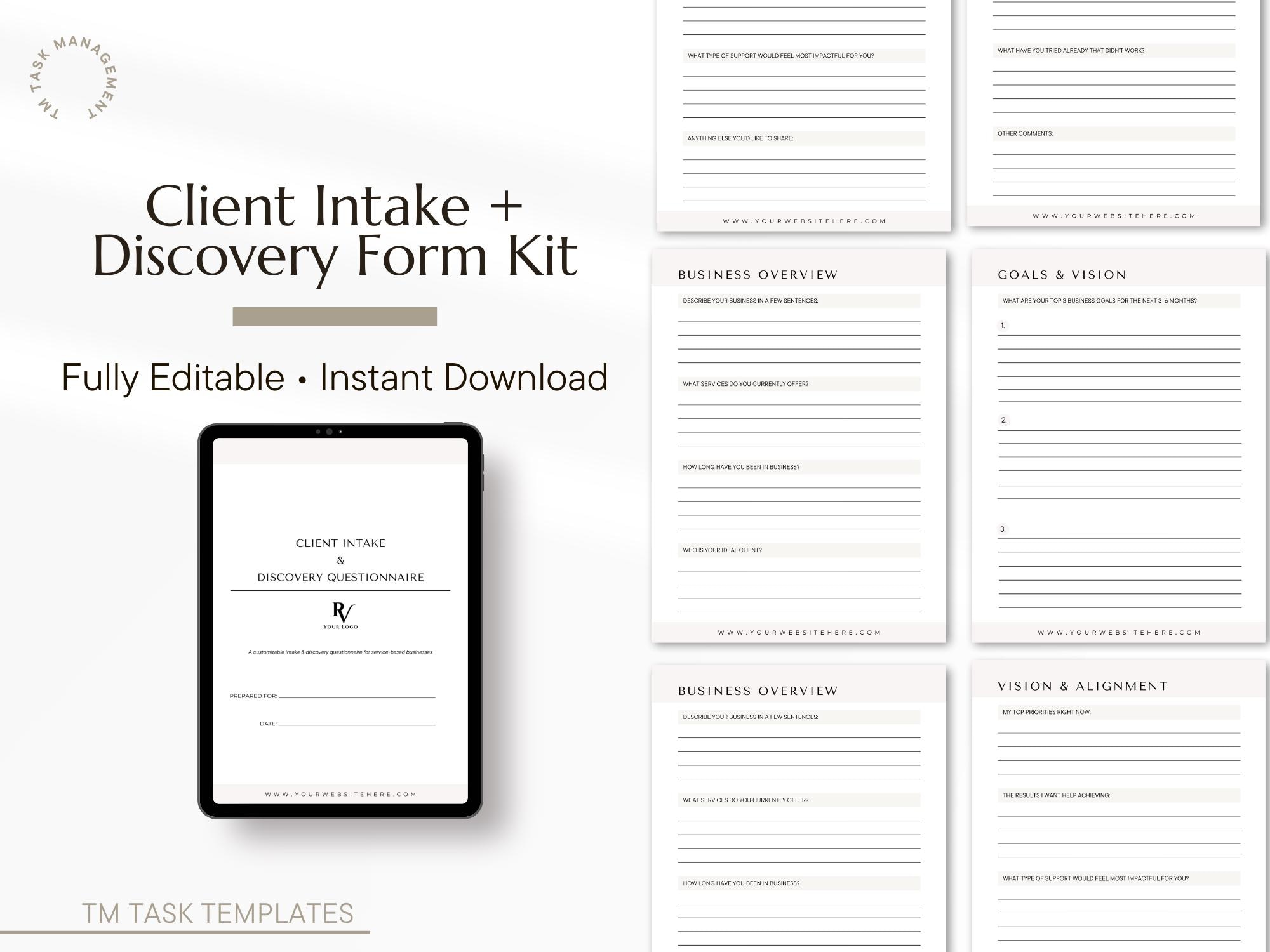 Client Intake & Discovery Form Kit Canva Template, Coach, VA ...