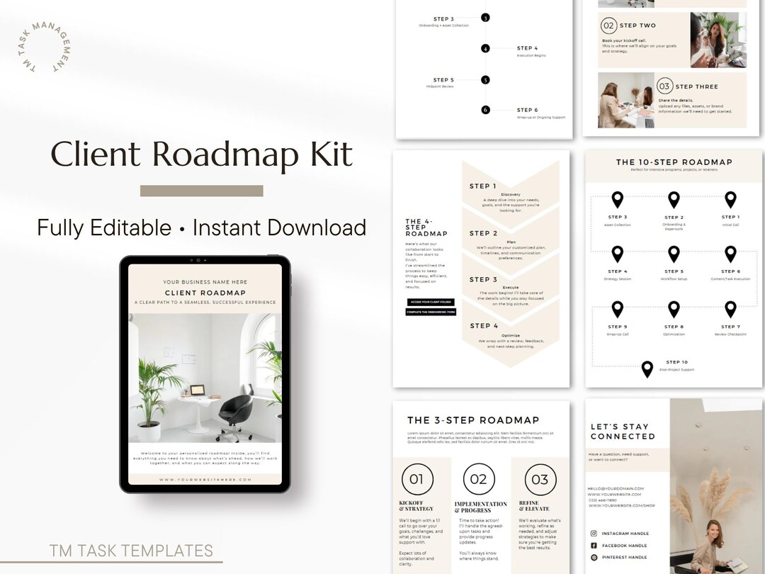 Client Roadmap Canva Template Editable Project Timeline and Workflow ...