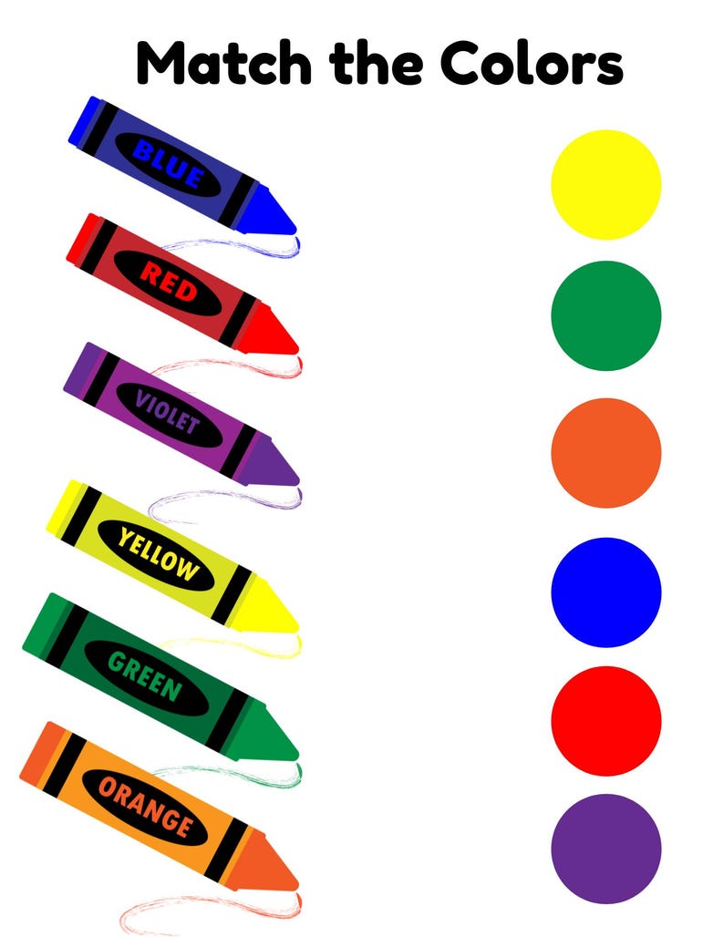 Match the Colors Preschool Worksheet - Etsy
