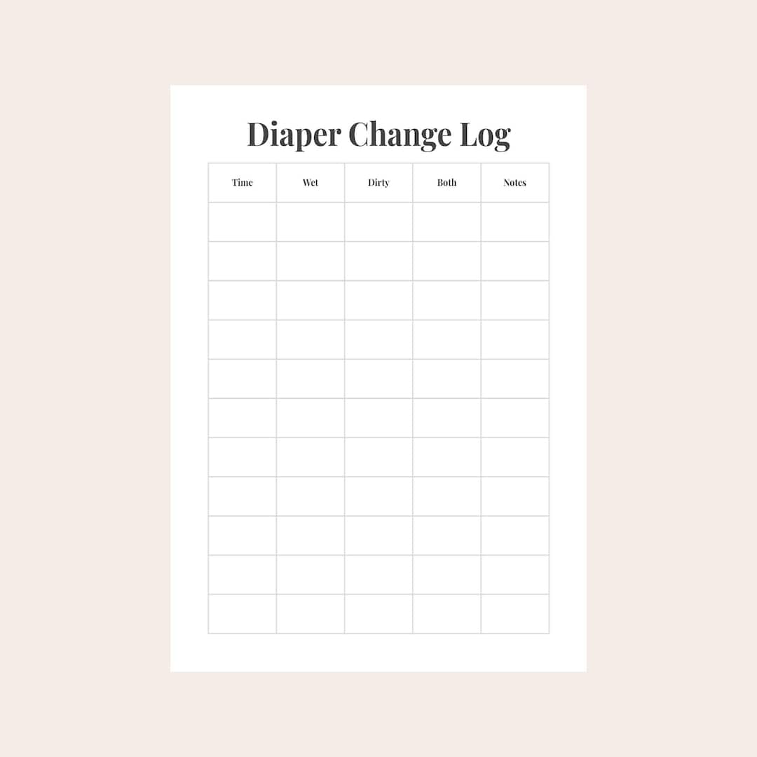 Diaper Change Log Printable | Infant Diaper Tracker | Daily Care Sheet ...