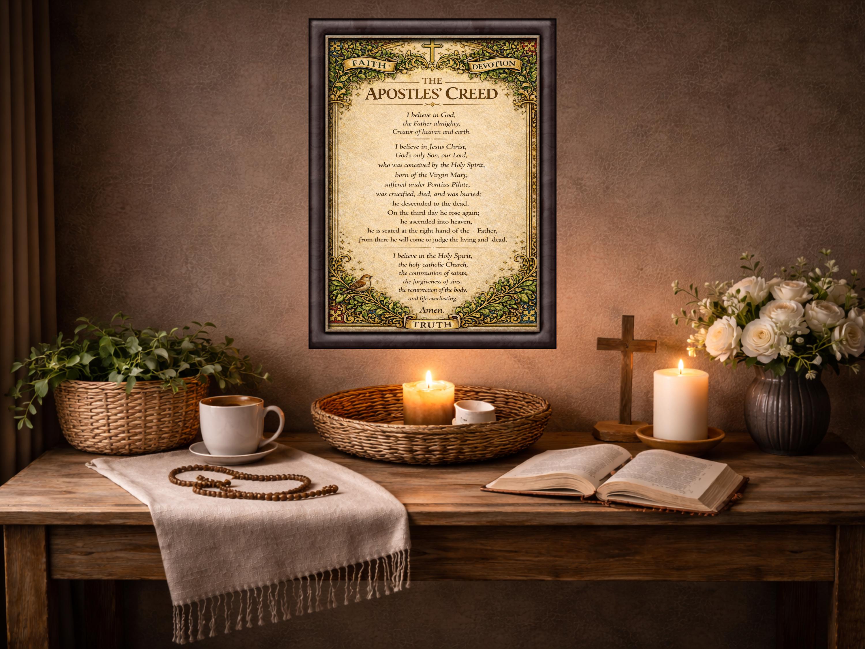 Apostles' Creed Art Print – Catholic Prayer, Botanical Design - Etsy