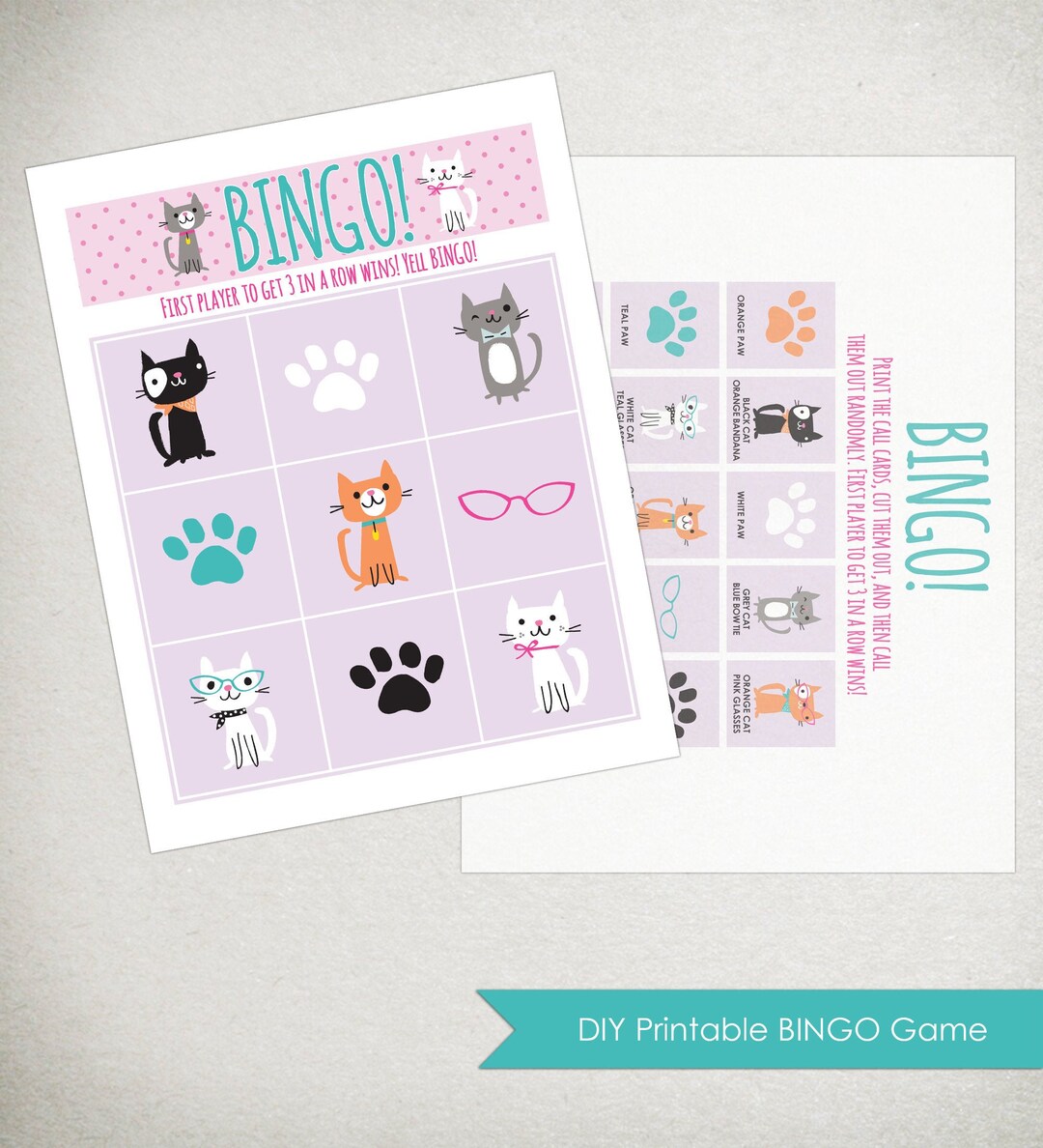 Cat Bingo Birthday Party Game: DIY Printable (digital Download) - Etsy