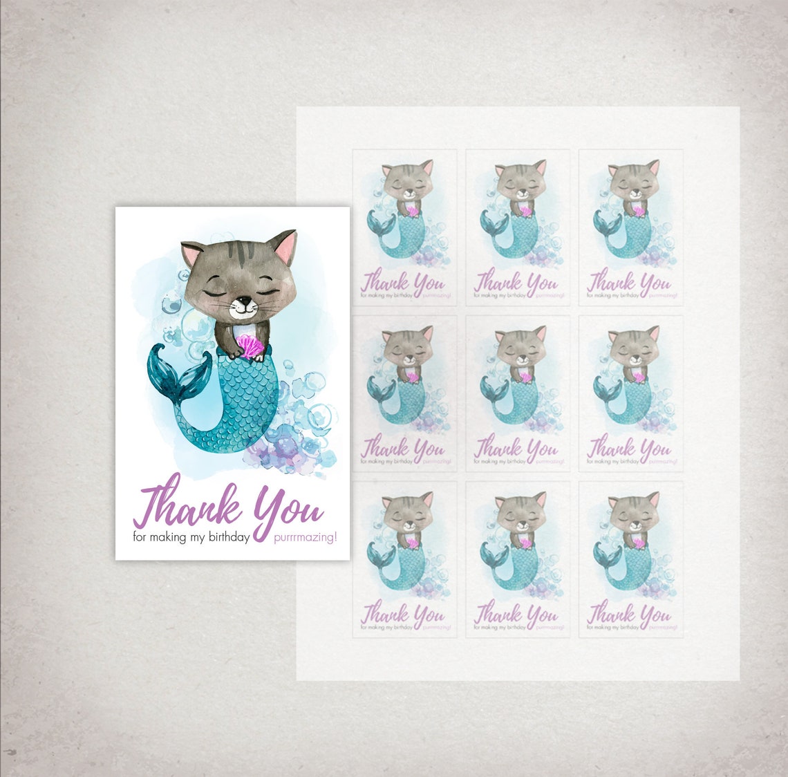THANK YOU Favour Tags: Mercat Birthday Party Purmaid Mermaid - Etsy