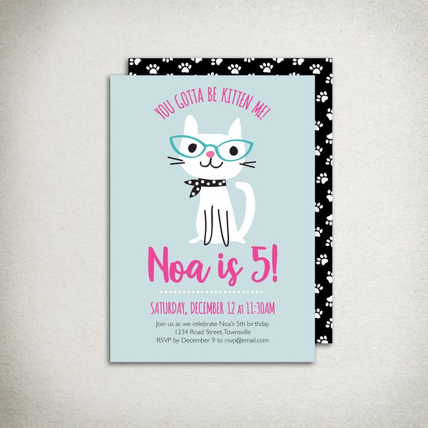 Cat Invitation - Etsy