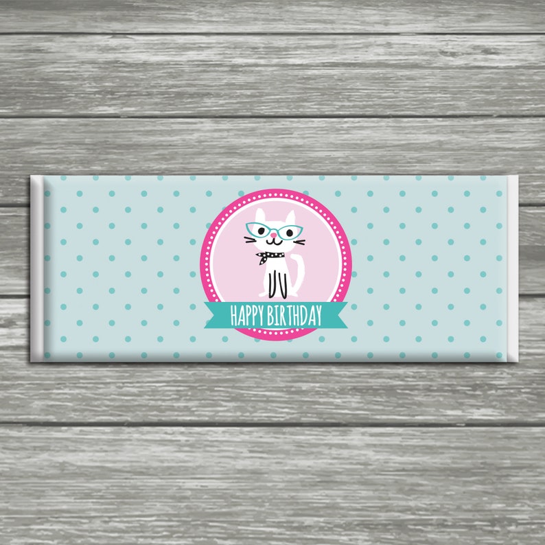 Cat Birthday Party Hershey Chocolate Candy Bar Wrapper - Etsy