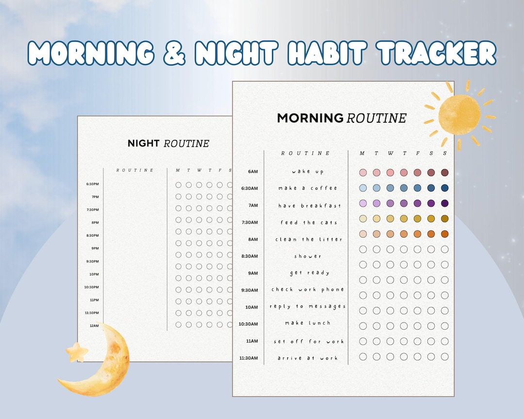 Morning and Night Routine Habit Tracker Printable | Daily Routine ...