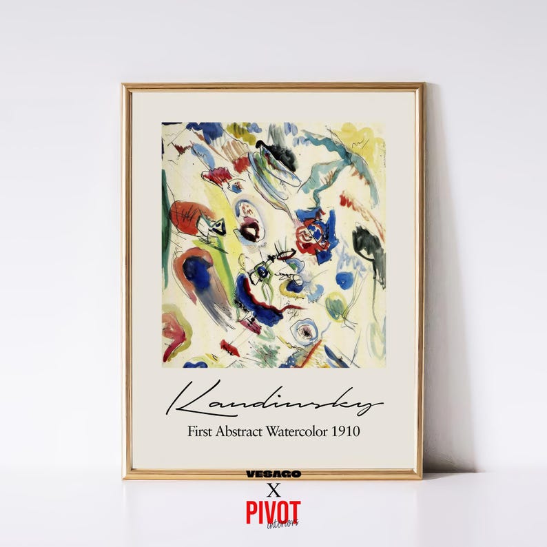 Kandinsky First Abstract Watercolor Art Print Set: Digital Vintage Mid ...