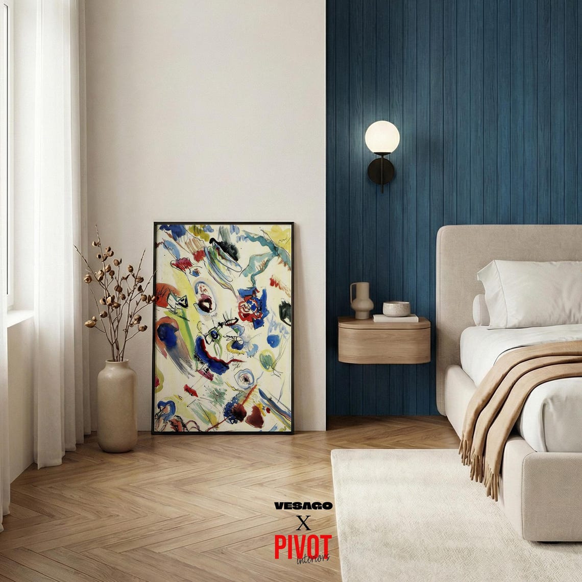 Kandinsky First Abstract Watercolor Art Print Set: Digital Vintage Mid ...