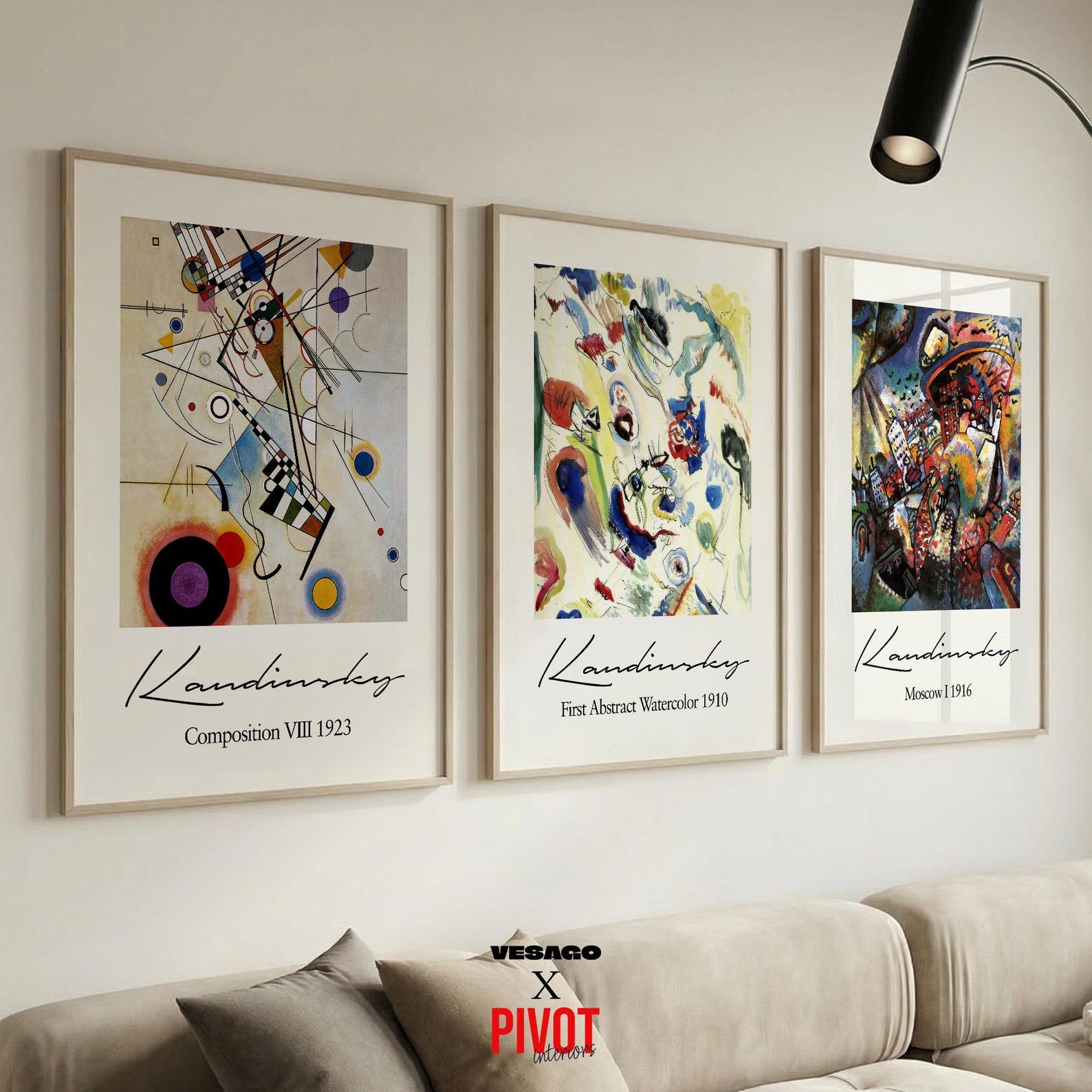 Kandinsky First Abstract Watercolor Art Print Set: Digital Vintage Mid ...