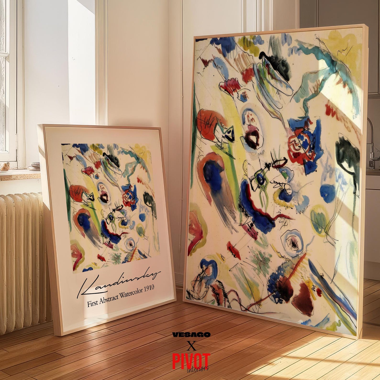 Kandinsky First Abstract Watercolor Art Print Set: Digital Vintage Mid ...