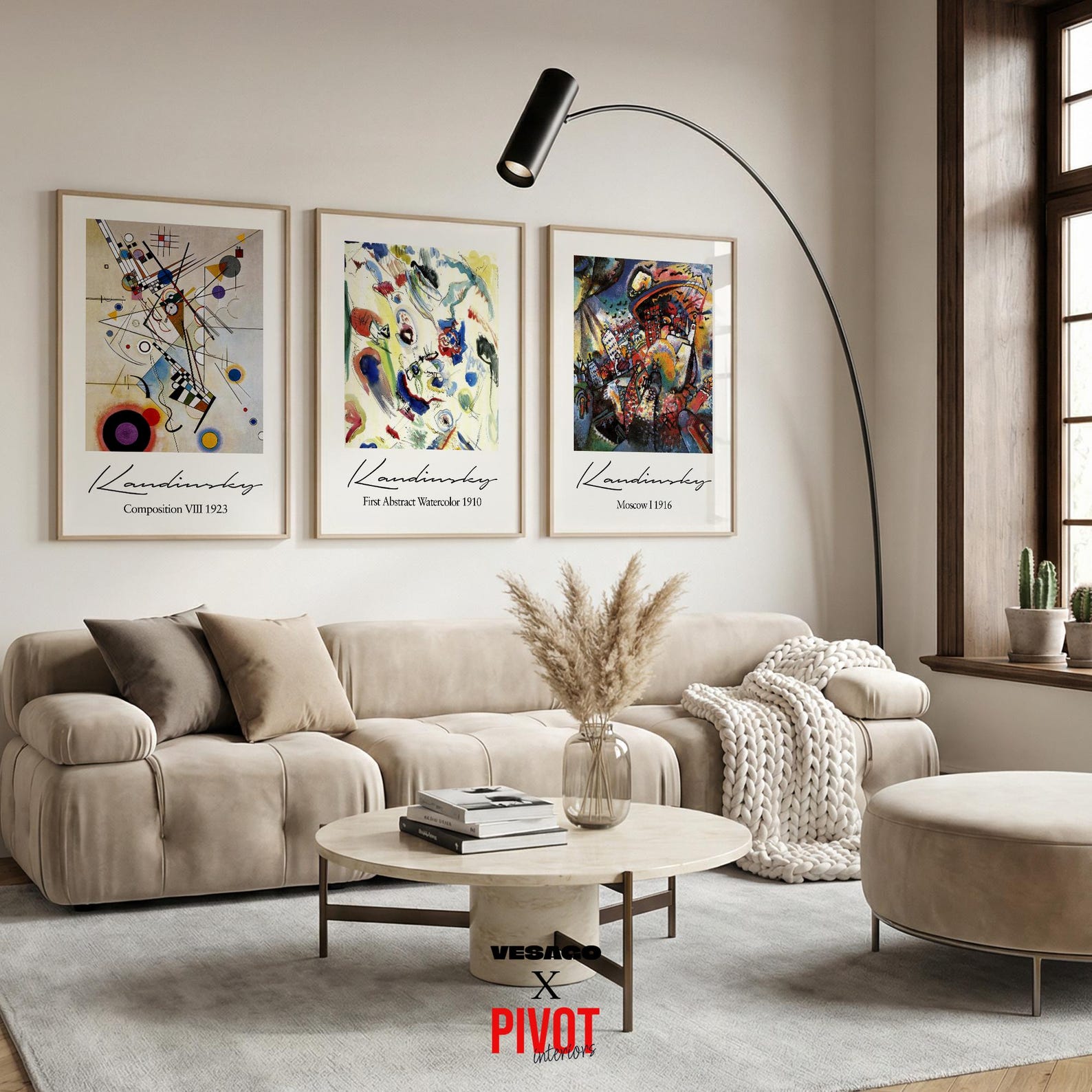 Kandinsky First Abstract Watercolor Art Print Set: Digital Vintage Mid ...