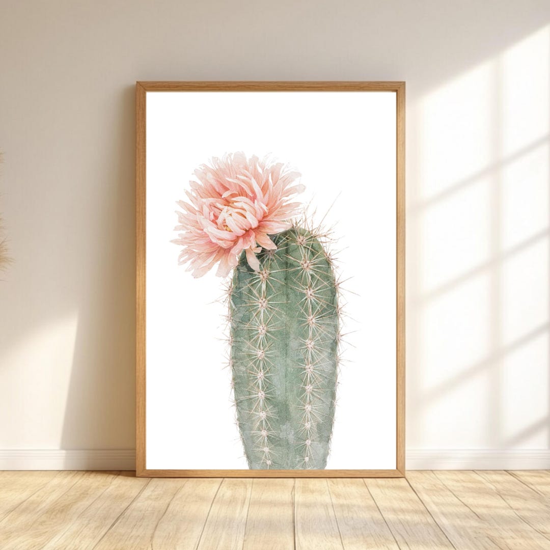 Modern Cactus Flowers Printable Wall Art, Mid Century Southwestern ...