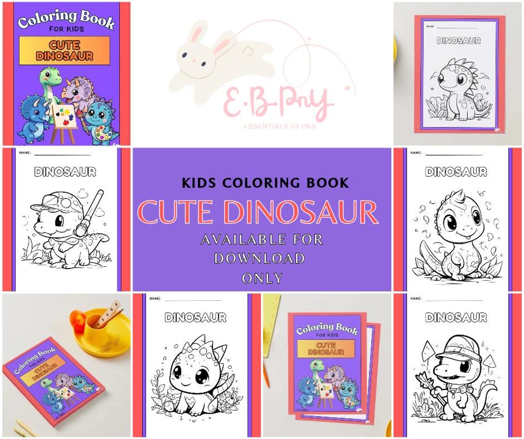 Dinosaur Coloring Book | Kids Printable Activity (digital Download) - Etsy