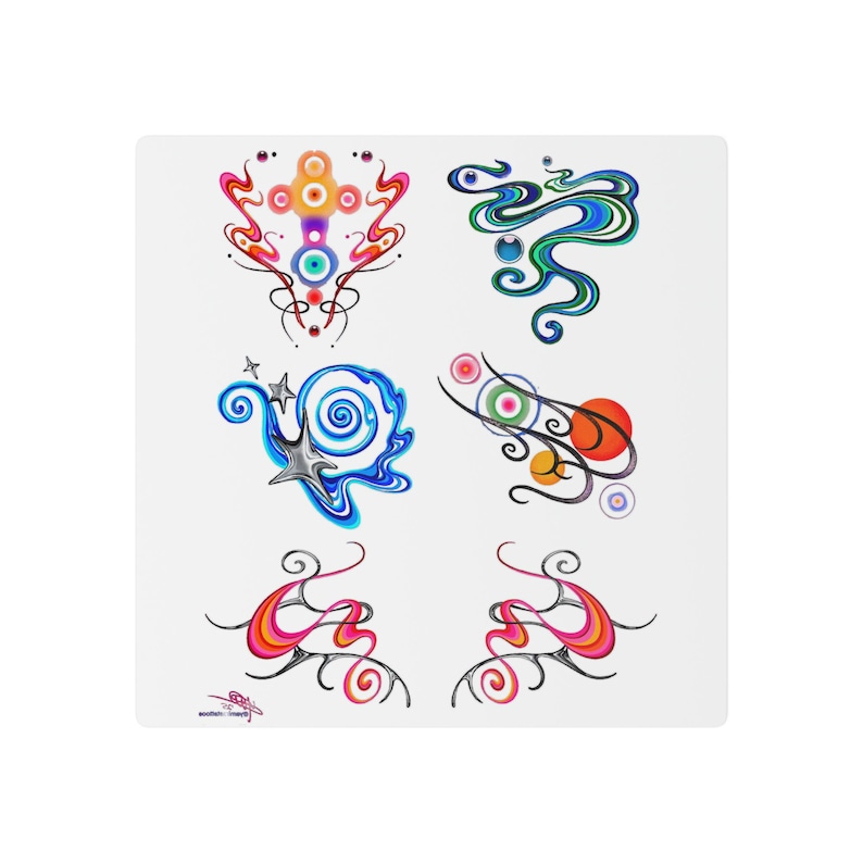 Abstract Swirl Symbols Temporary Tattoos | Colorful Decorative Body Art ...