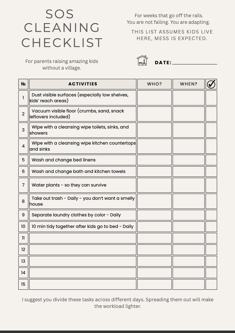 Cleaning Checklist for Busy Parents | Plan A and Plan B System | Reduce ...
