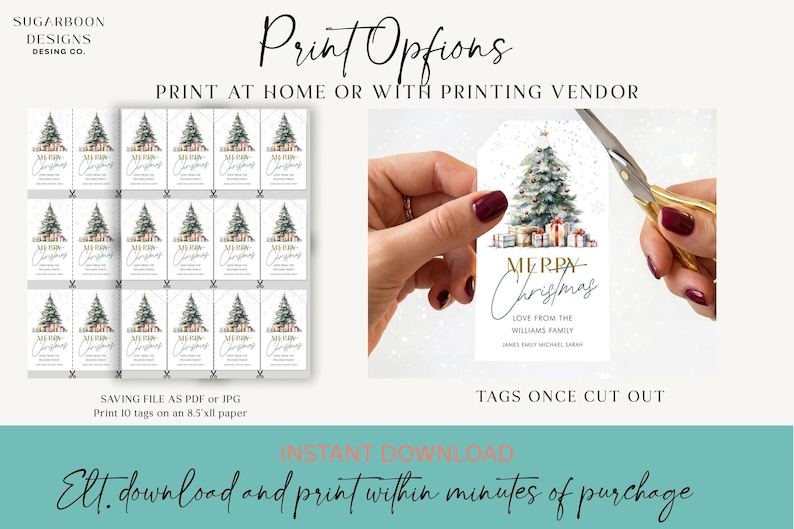 Christmas Gift Tag Template, Editable Tree Favor Tag, Printable Merry ...