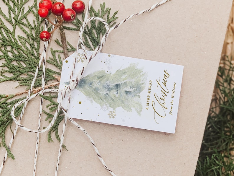 Christmas Gift Tag Template, Editable Tree Favor Tag, Printable Merry ...