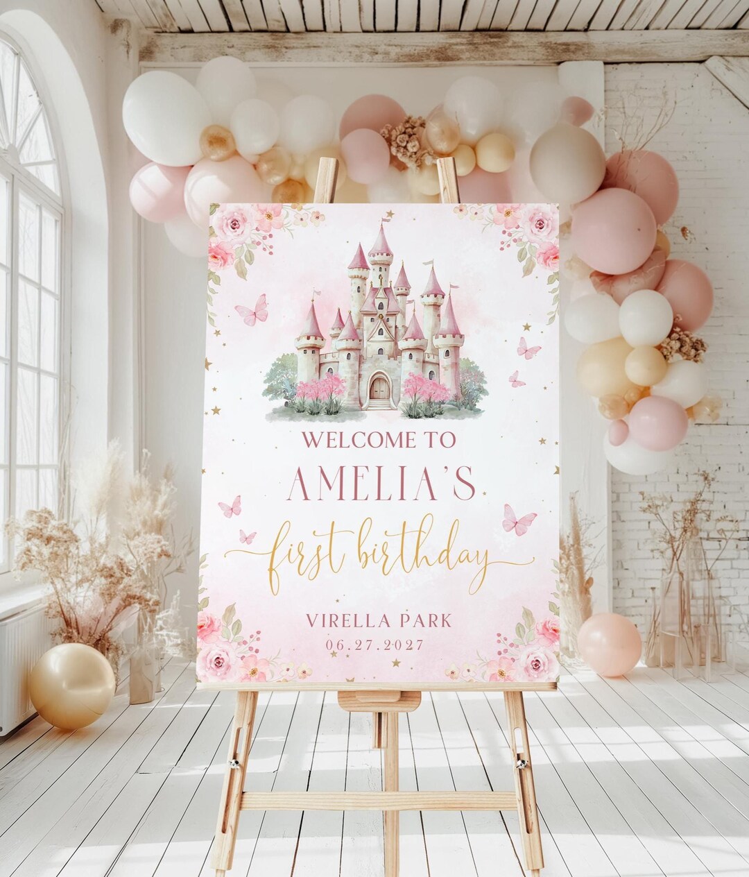 Editable Princess Birthday Welcome Sign: Customizable Party Decor ...