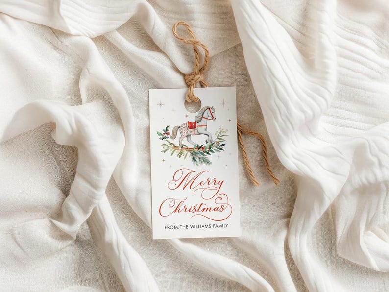 Christmas Gift Tag Template, Editable Tree Favor Tag, Printable Merry ...