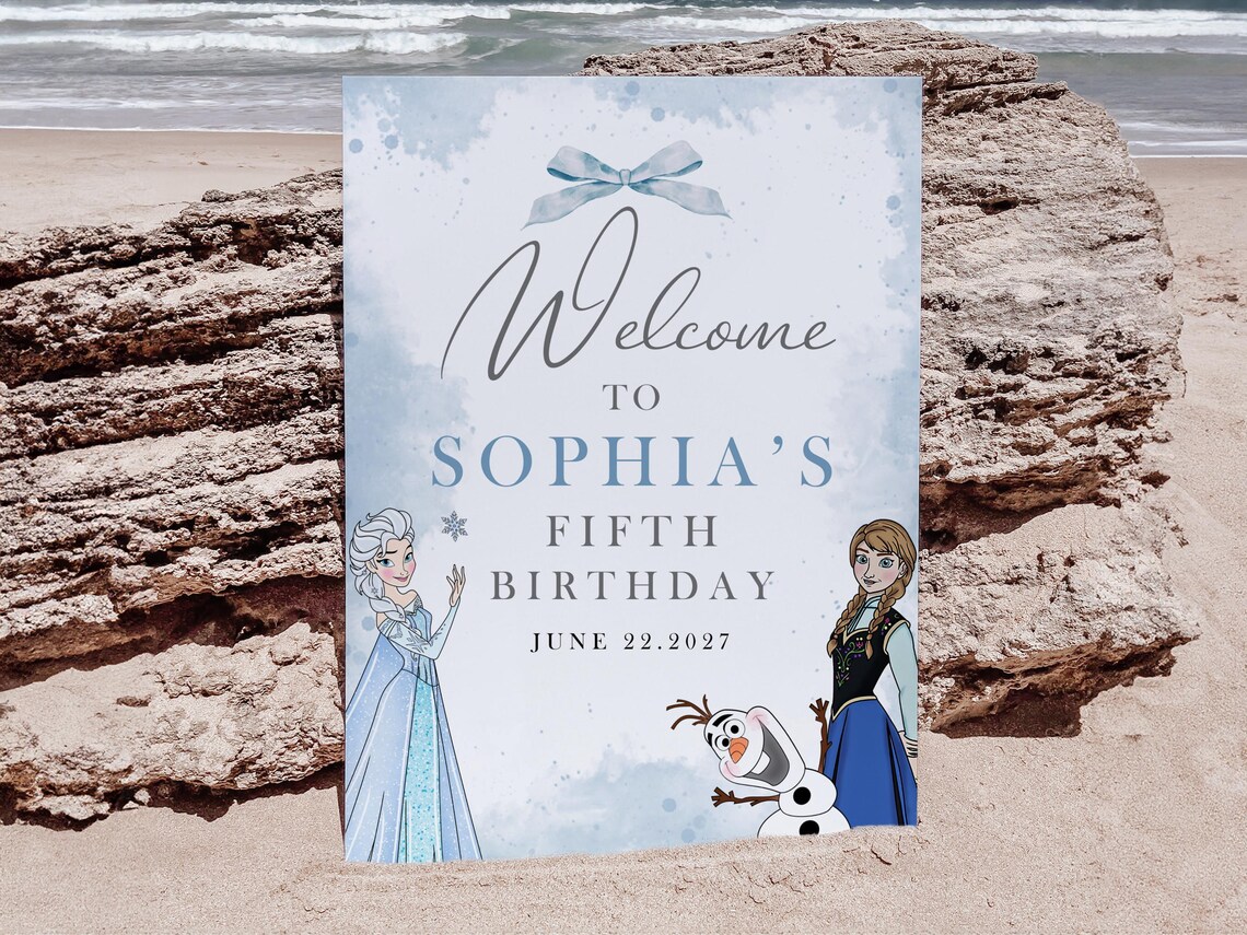 Editable Frozen Birthday Welcome Sign Elsa and Anna Party Princess - Etsy