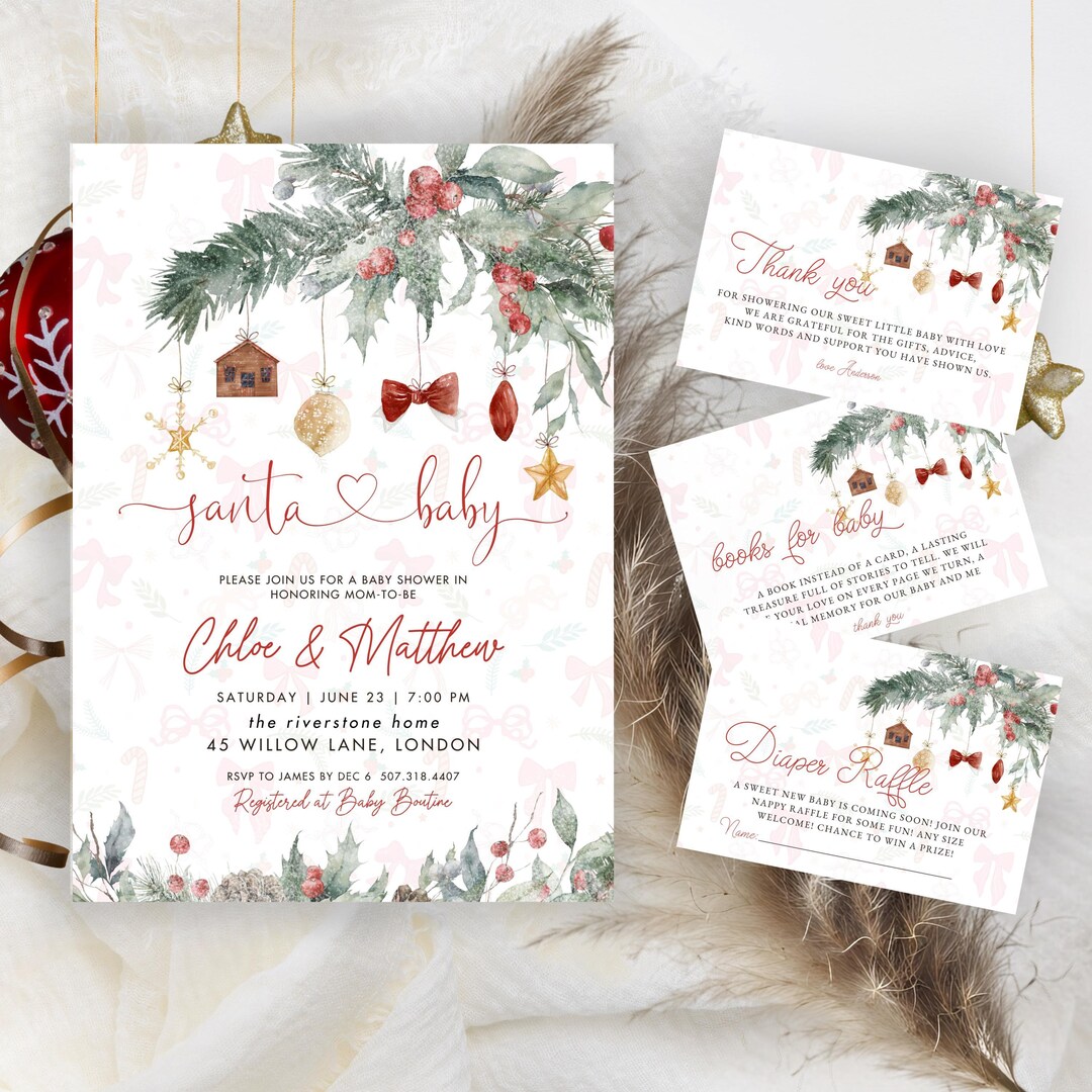 Santa Baby Shower Invitation Set (editable Template) - Etsy