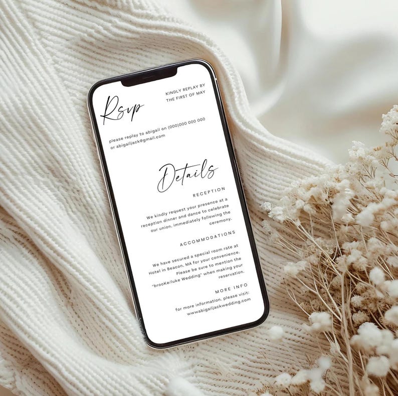 Modern Wedding Electronic Invitation, Minimalist Online Photo ...