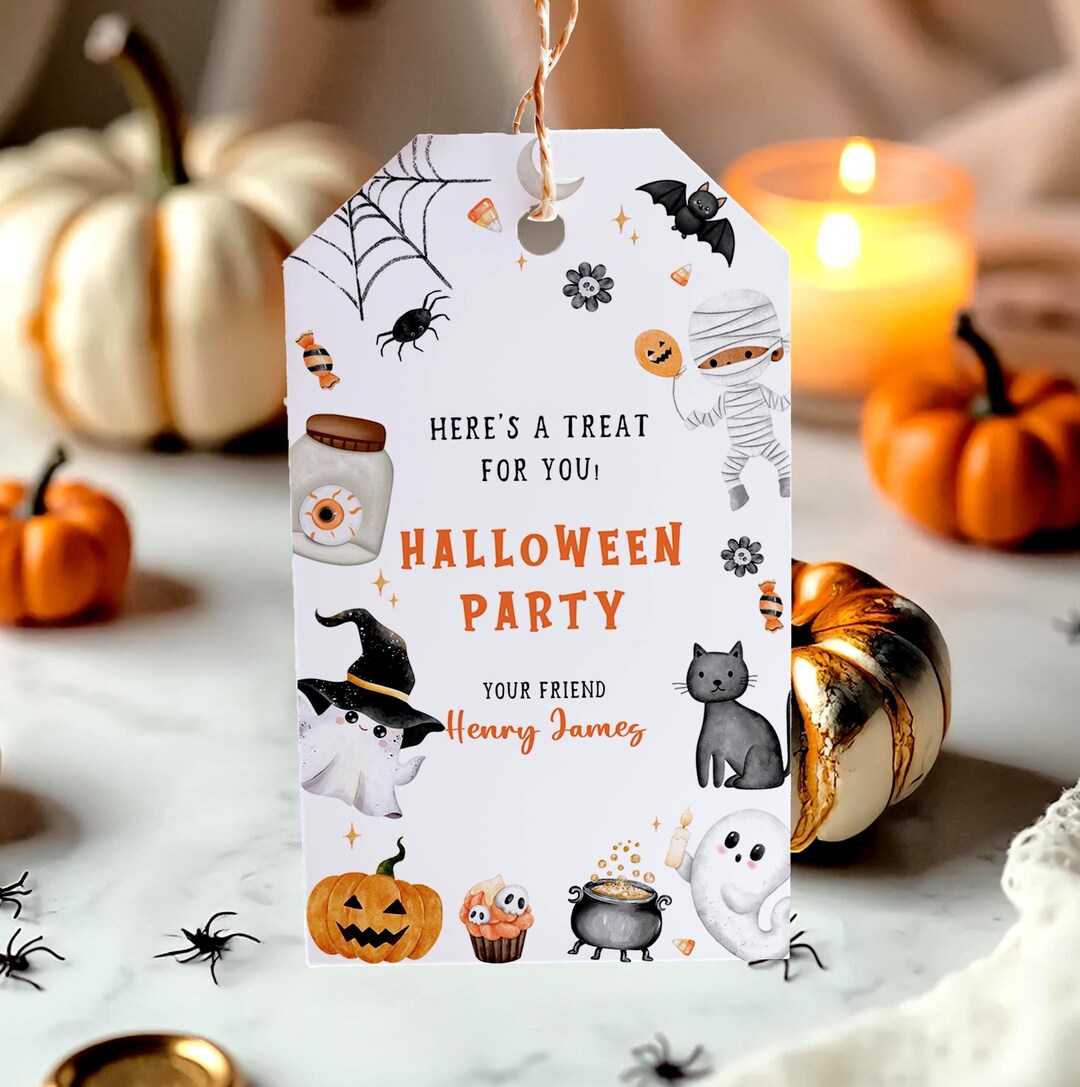 Editable Halloween Favor Tags: Costume Party Gift Tag (digital Download ...