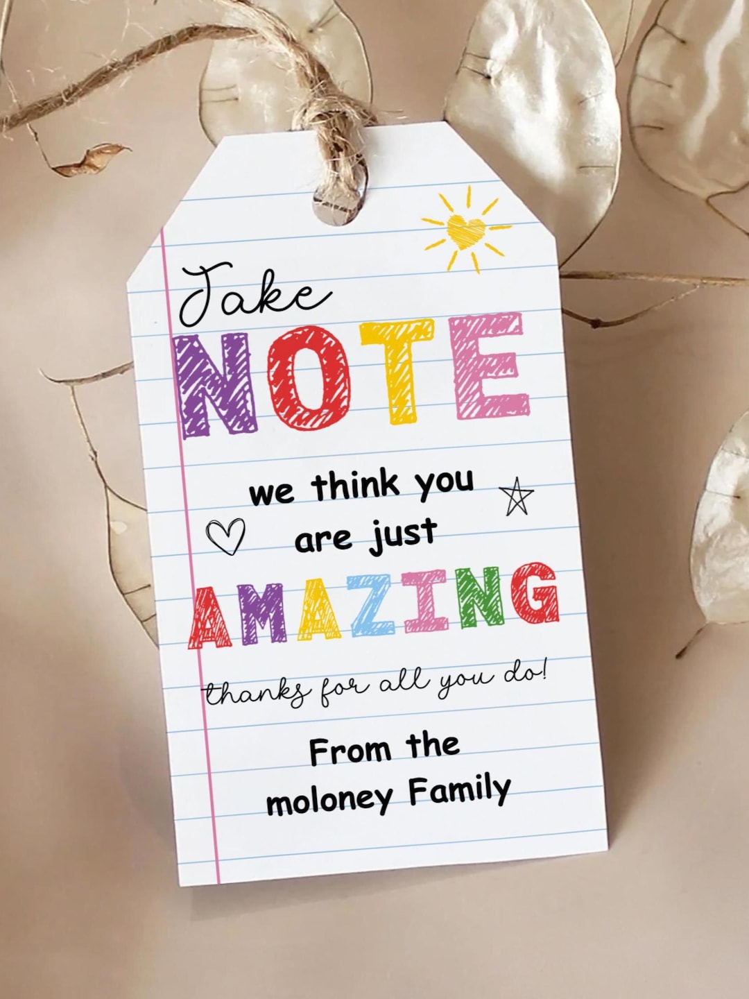 Teacher Appreciation Gift Tag: Printable End of School Year Favor ...