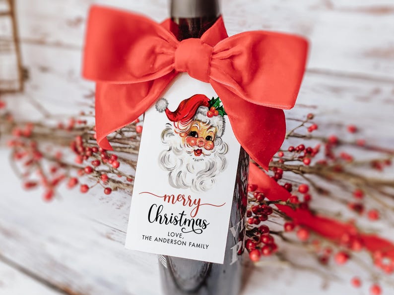 Christmas Gift Tag Template, Editable Tree Favor Tag, Printable Merry ...