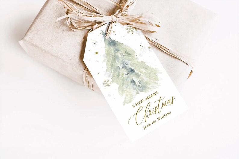 Christmas Gift Tag Template, Editable Tree Favor Tag, Printable Merry ...