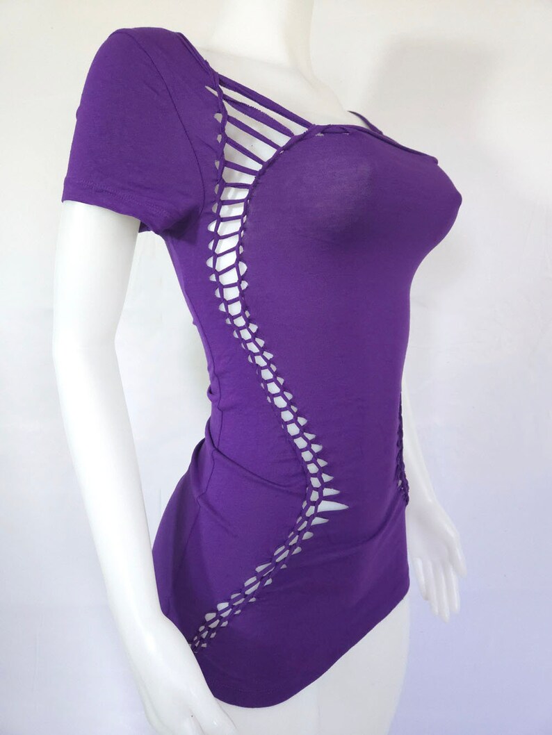 ROYAL SONATA MEDIUM Purple Top With Side Cuts and Weaved Back, Women's ...