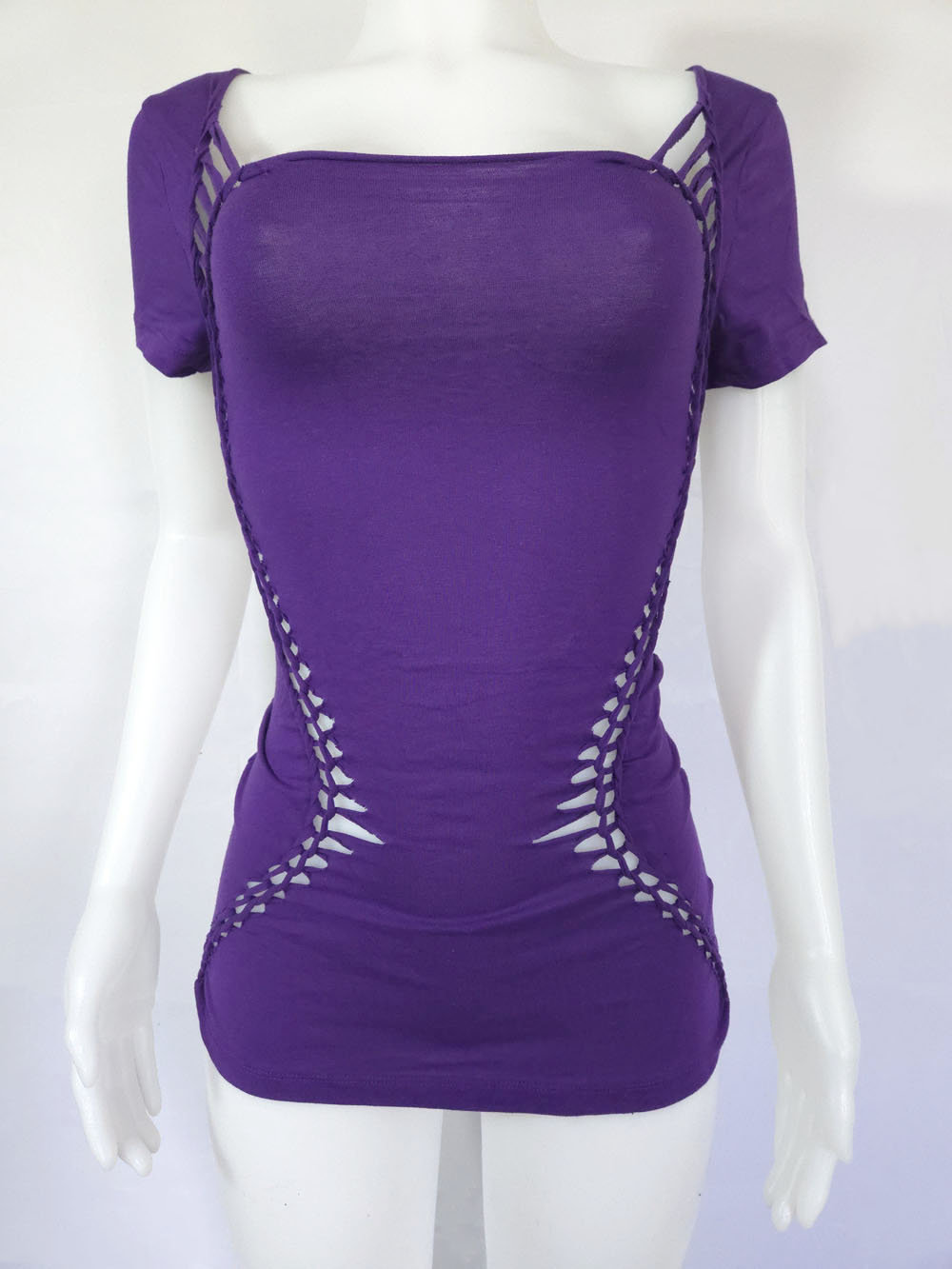 ROYAL SONATA MEDIUM Purple Top With Side Cuts and Weaved Back, Women's ...