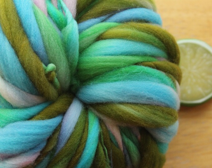 Green and Blue Yarn, Thick and Thin Yarn, Super Bulky Handspun Yarn ...