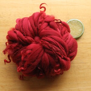 Red Yarn Curly Yarn Thick and Thin Yarn Handspun Art Yarn - Etsy