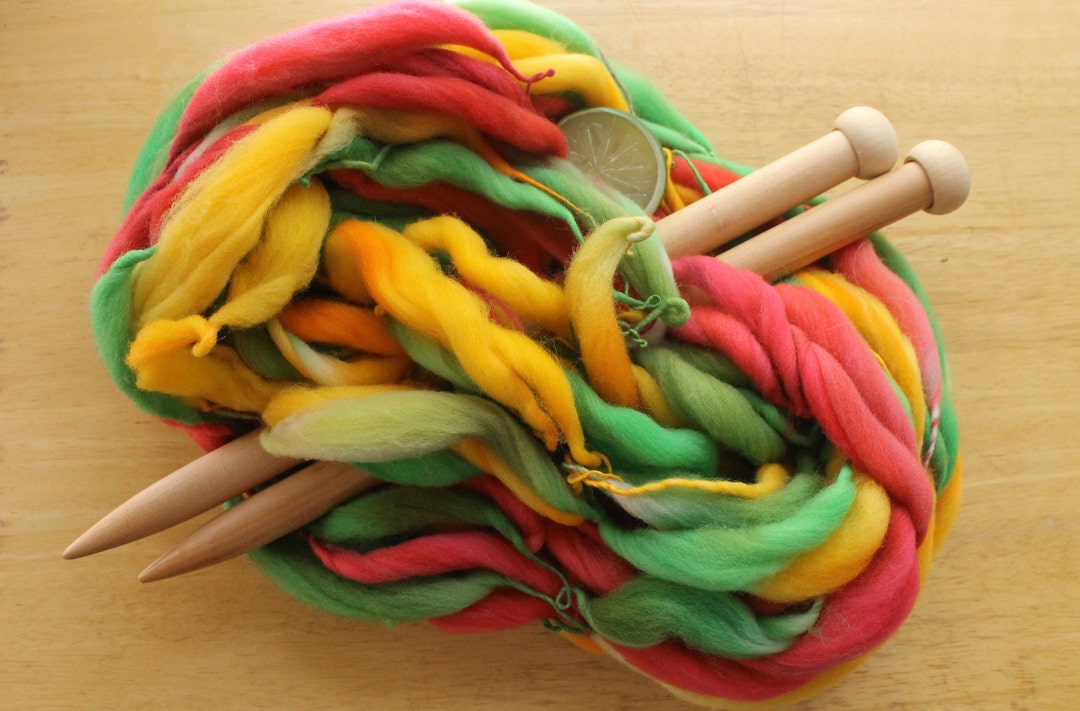 Red and Green Yarn Thick and Thin Yarn Yellow Yarn Handspun - Etsy
