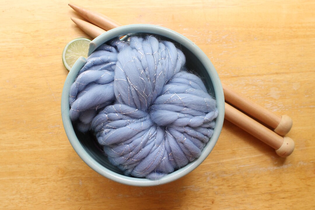 Hilo azul cielo, hilo merino súper voluminoso, hilo artístico hilado a ...