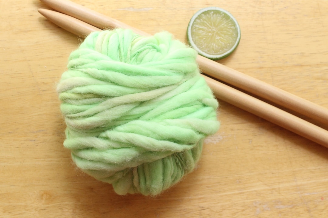 Handspun Thick and Thin Yarn, Light Green Yarn, Hand Dyed Merino Yarn ...
